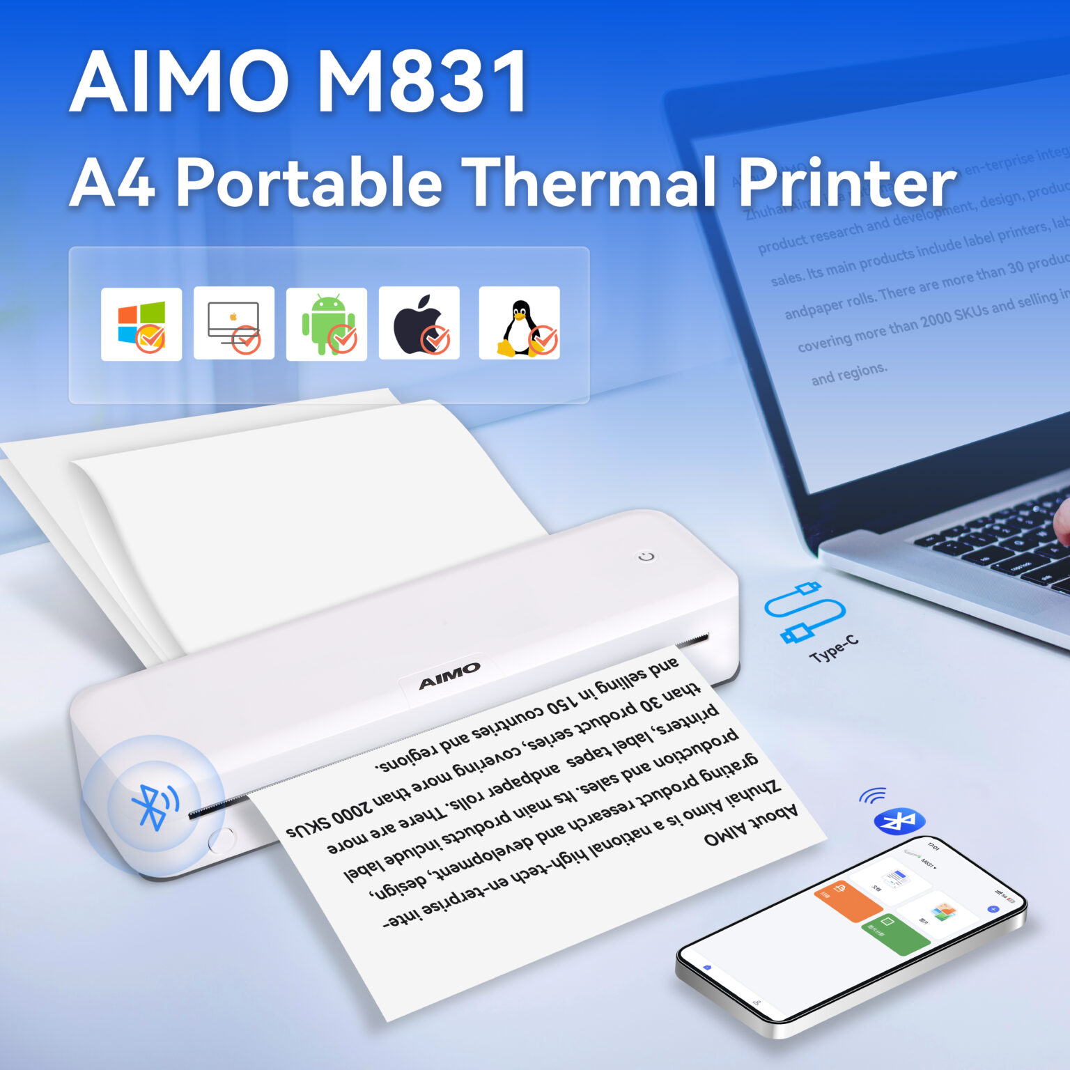 Portable A4 Thermal Printer Offering You HD Printing Experience| AIMO