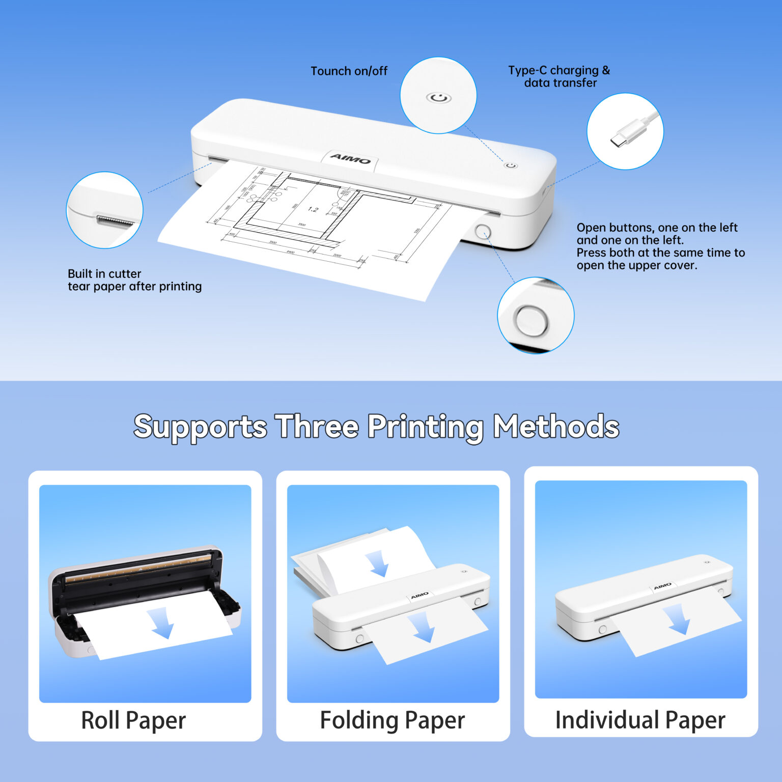 Portable A4 Thermal Printer Offering You HD Printing Experience| AIMO